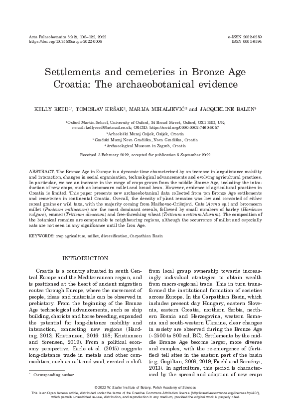 (PDF) Reed et al. (2022) Settlements and cemeteries in Bronze Age ...
