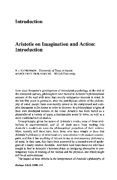 (PDF) Aristotle on Imagination and Action: Introduction