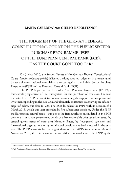 (PDF) The judgment of the German Federal Constitutional Court on the ...