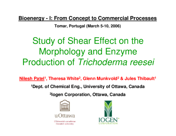 (PDF) POSTER: Study of Shear Effect on the Morphology and Enzyme Production of Trichoderma reesei