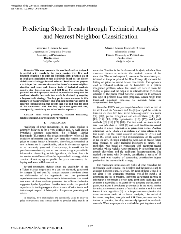 (PDF) Predicting stock trends through technical analysis and nearest neighbor classification