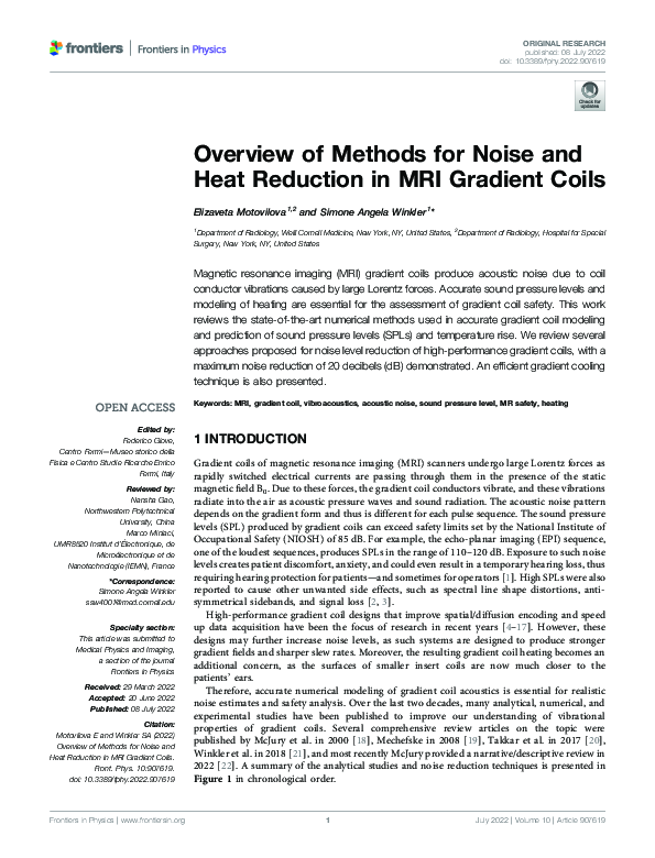 (PDF) Overview of Methods for Noise and Heat Reduction in MRI Gradient ...