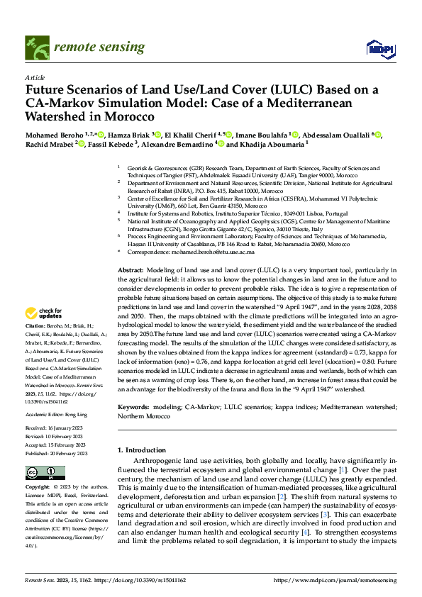(PDF) Future Scenarios of Land Use/Land Cover (LULC) Based on a CA-Markov Simulation Model: Case ...