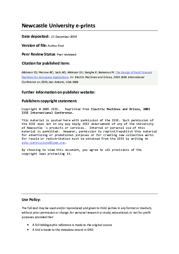 Pdf The Design Of Fault Tolerant Machines For Aerospace Applications