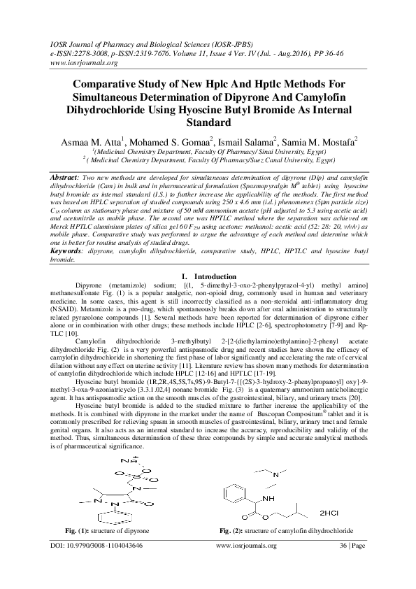 (PDF) Comparative Study of New Hplc And Hptlc Methods For Simultaneous Determination of Dipyrone ...