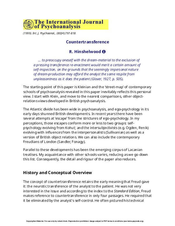 (PDF) Countertransference