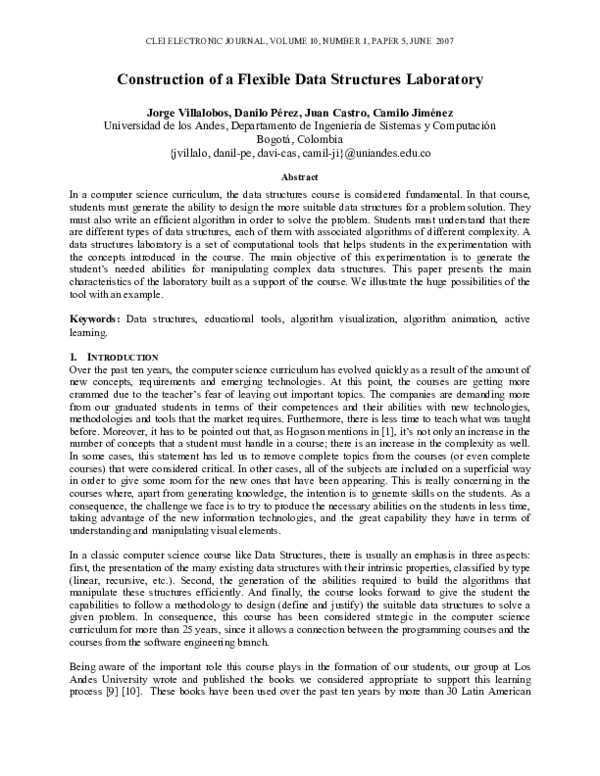 (PDF) Construction of a Flexible Data Structures Laboratory