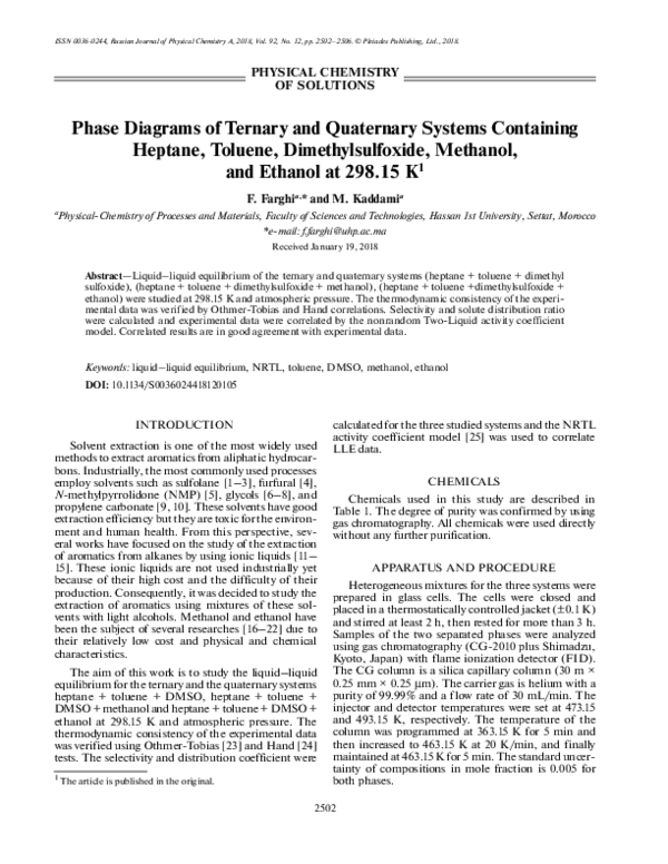 (PDF) Phase Diagrams of Ternary and Quaternary Systems Containing ...