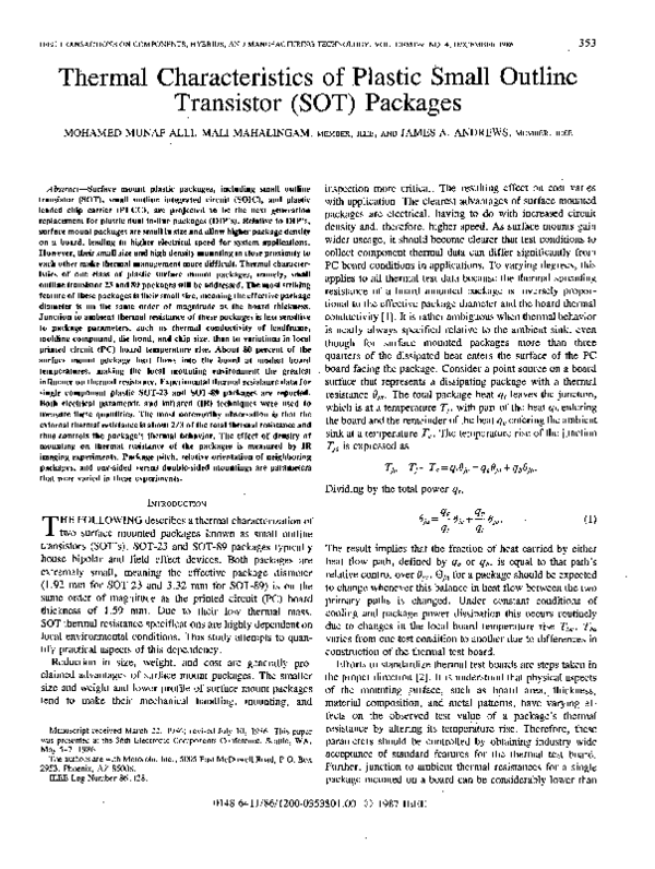 (PDF) Thermal Characteristics of Plastic Small Outline Transistor (SOT) Packages