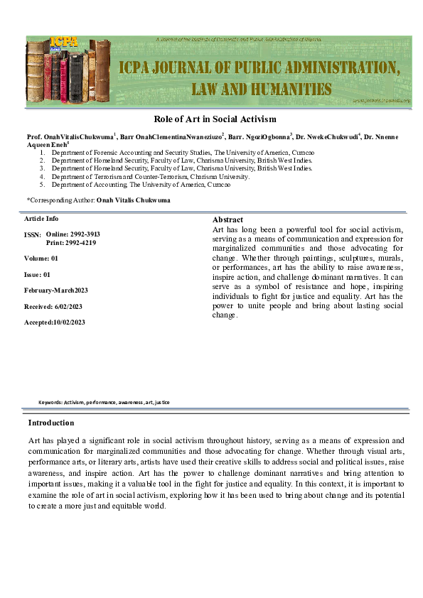 (PDF) Role of Art in Social Activism