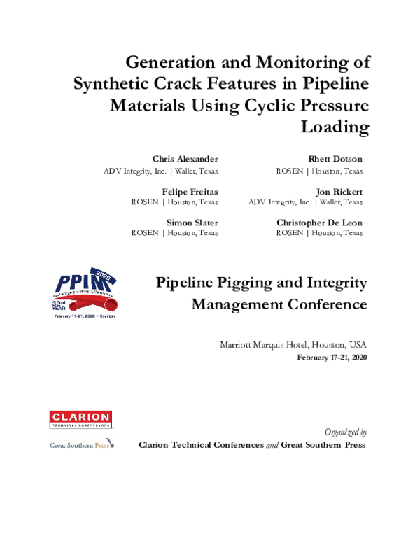 (PDF) Generation and Monitoring of Synthetic Crack-Like Features in ...