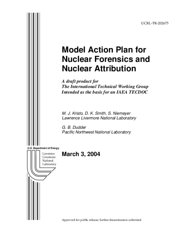 (PDF) Model Action Plan for Nuclear Forensics and Nuclear Attribution