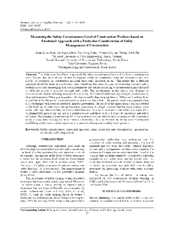 (PDF) Measuring the Safety Consciousness Level of Construction Workers ...