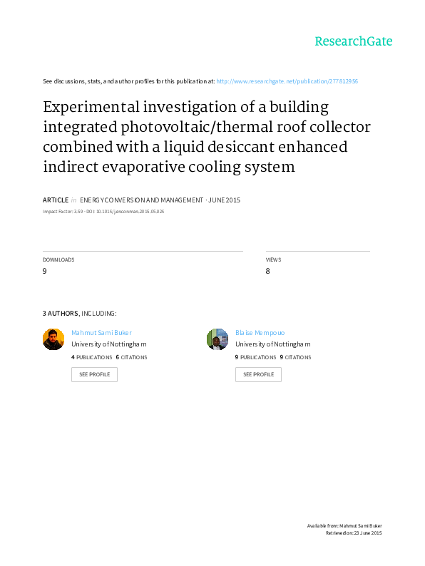 (PDF) Experimental investigation of a building integrated photovoltaic ...