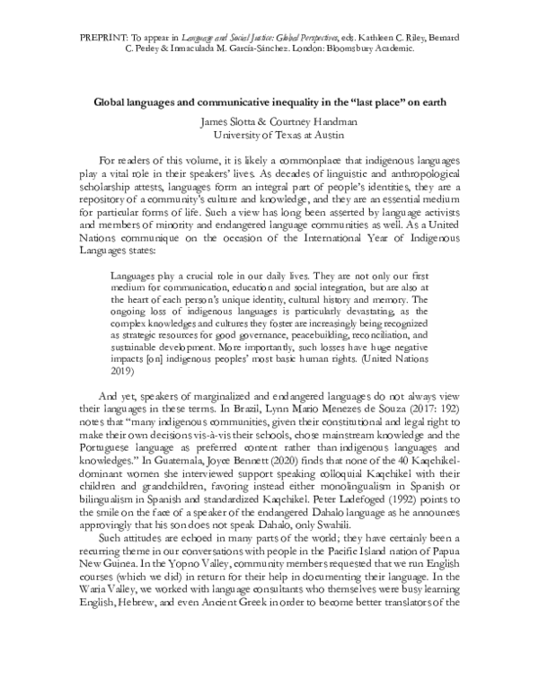 (PDF) Global Languages and Communicative Inequality