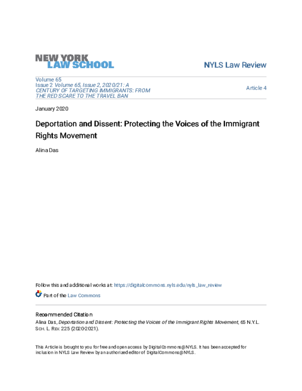 (PDF) Deportation and Dissent: Protecting the Voices of the Immigrant ...