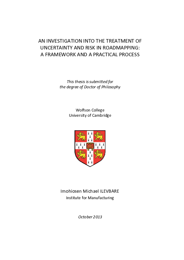 (PDF) An investigation into the treatment of uncertainty and risk in roadmapping : a framework ...