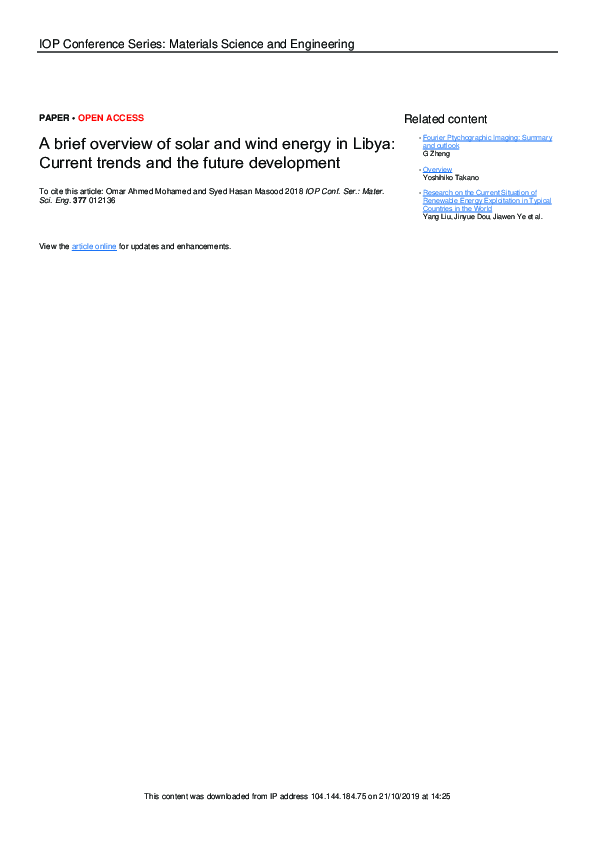 (PDF) A brief overview of solar and wind energy in Libya: Current ...
