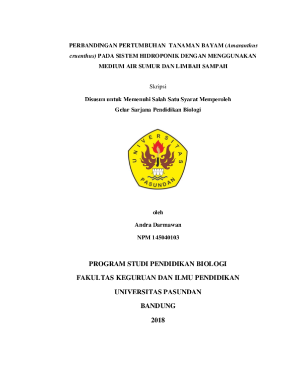 (PDF) PERBANDINGAN PERTUMBUHAN TANAMAN BAYAM (Amaranthus cruenthus) PADA SISTEM HIDROPONIK ...
