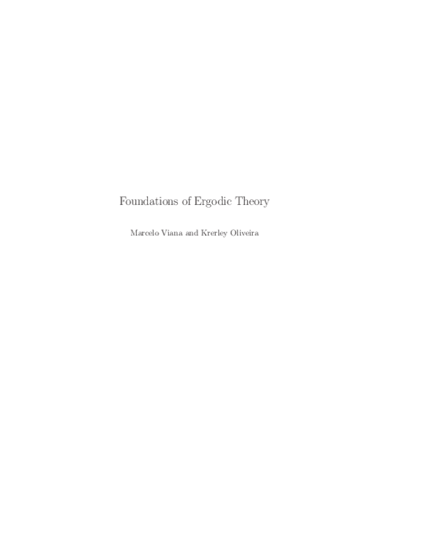 (PDF) Foundations of Ergodic Theory