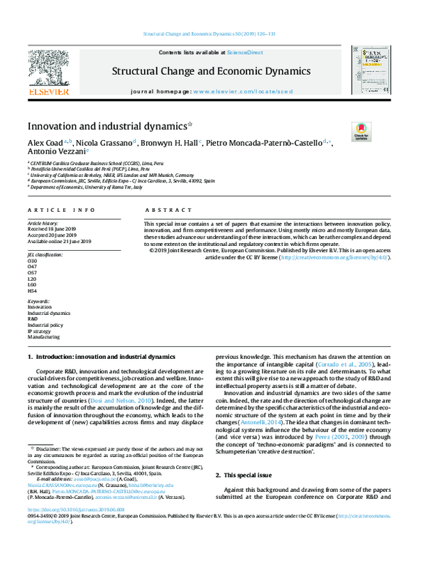 (PDF) Innovation and industrial dynamics