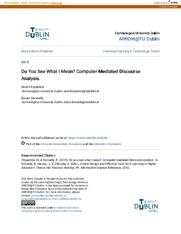 (PDF) Do You See What I Mean? Computer-Mediated Discourse Analysis