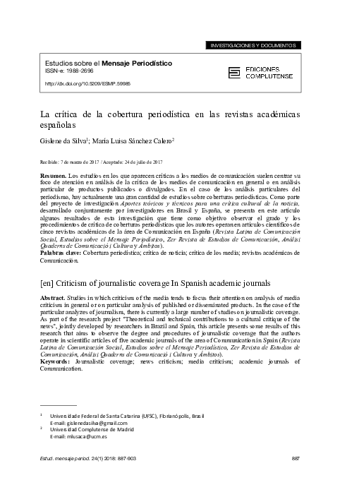 (PDF) La crítica de la cobertura periodística en las revistas ...