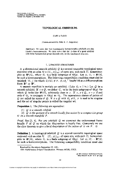 (PDF) Topological Orbifolds