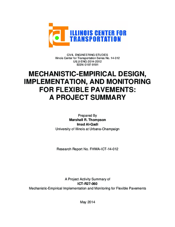 (PDF) Mechanistic-Empirical Design, Implementation, and Monitoring for ...