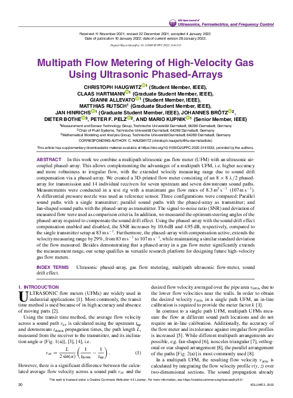 (PDF) Multipath Flow Metering of High-Velocity Gas Using Ultrasonic Phased-Arrays