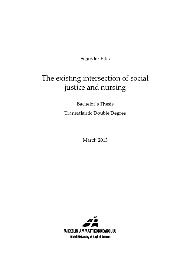 (PDF) The existing intersection of social justice and nursing
