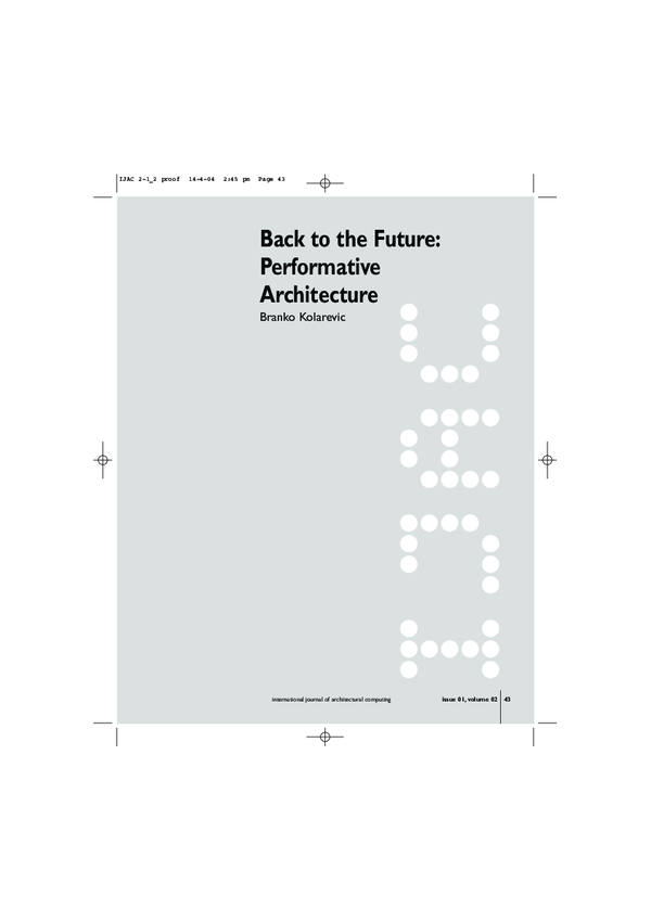 (PDF) Back to the Future: Performative Architecture