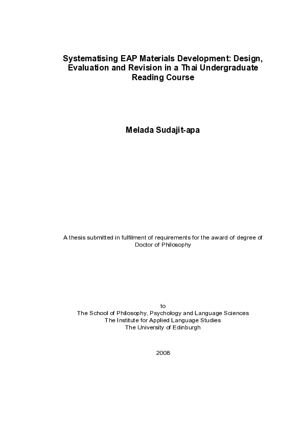 (PDF) Systematising EAP Materials Development: Design, Evaluation and ...