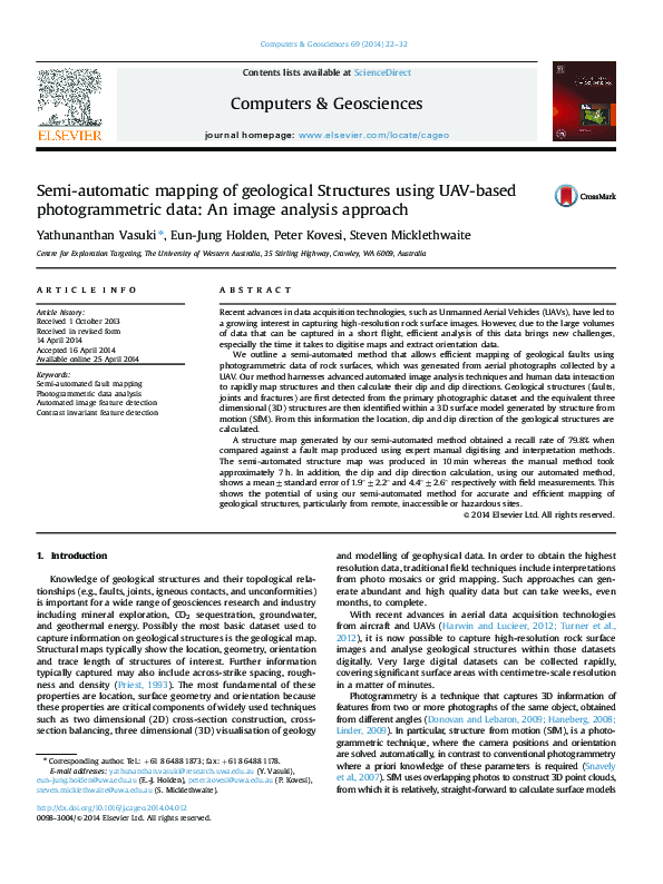 (PDF) Semi-automatic mapping of geological Structures using UAV-based photogrammetric data: An ...
