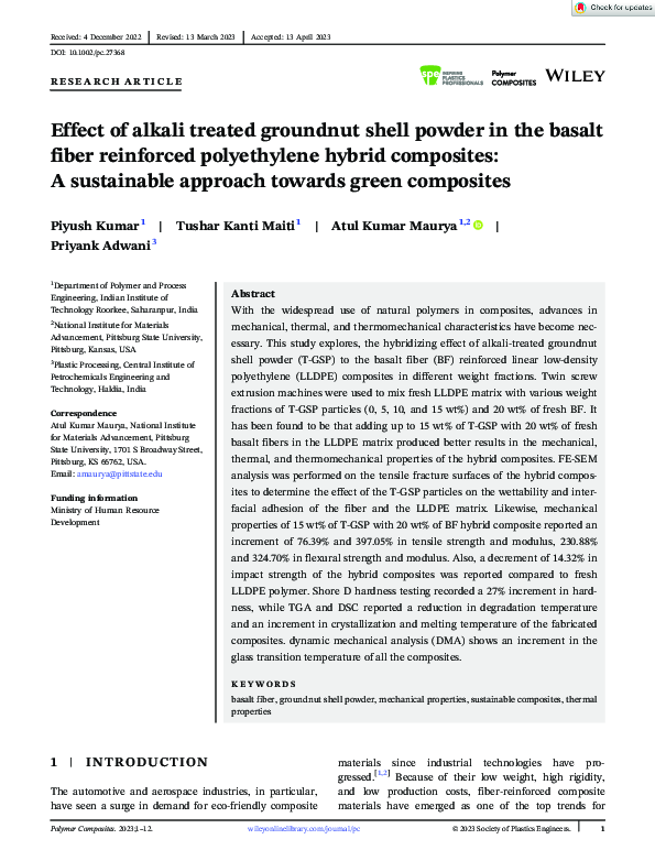(PDF) Effect of alkali treated groundnut shell powder in the basalt ...