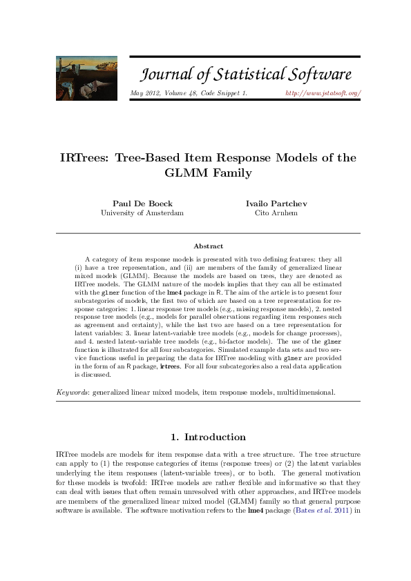 (PDF) IRTrees: Tree-Based Item Response Models of the GLMM Family