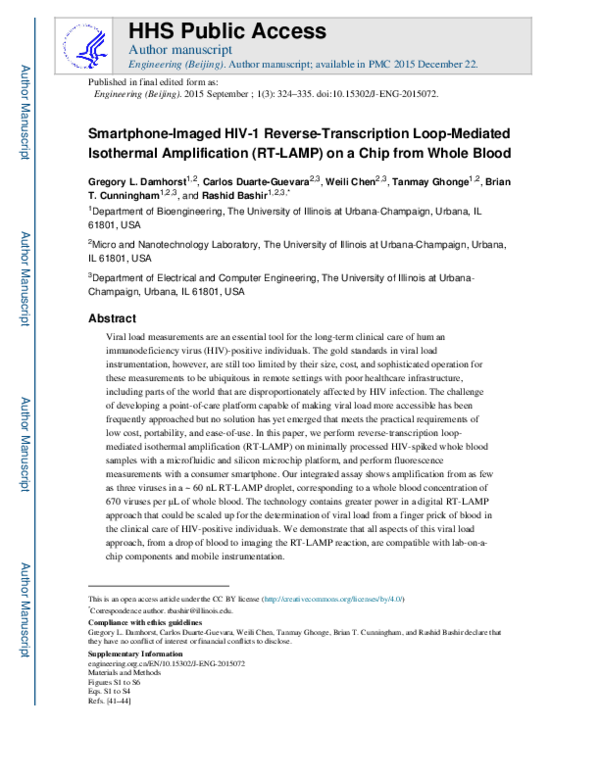 (PDF) Smartphone-Imaged HIV-1 Reverse-Transcription Loop-Mediated Isothermal Amplification (RT ...
