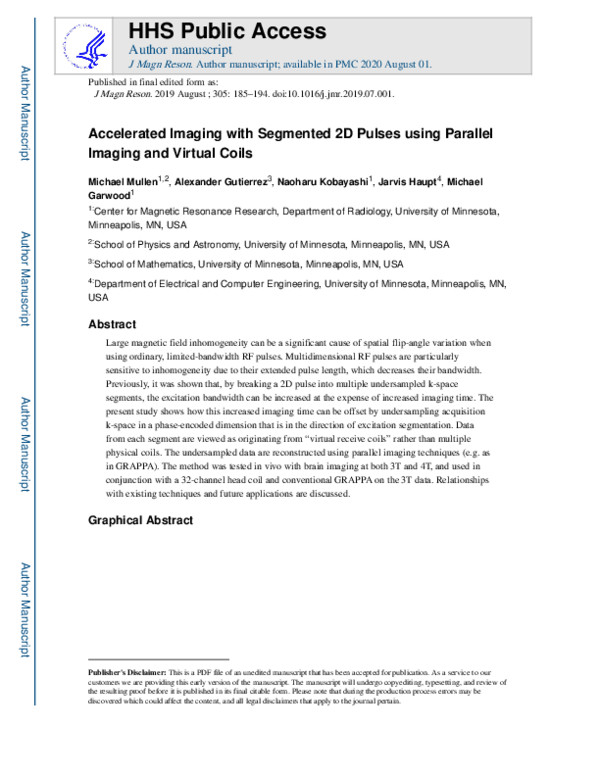 (PDF) Accelerated imaging with segmented 2D pulses using parallel imaging and virtual coils