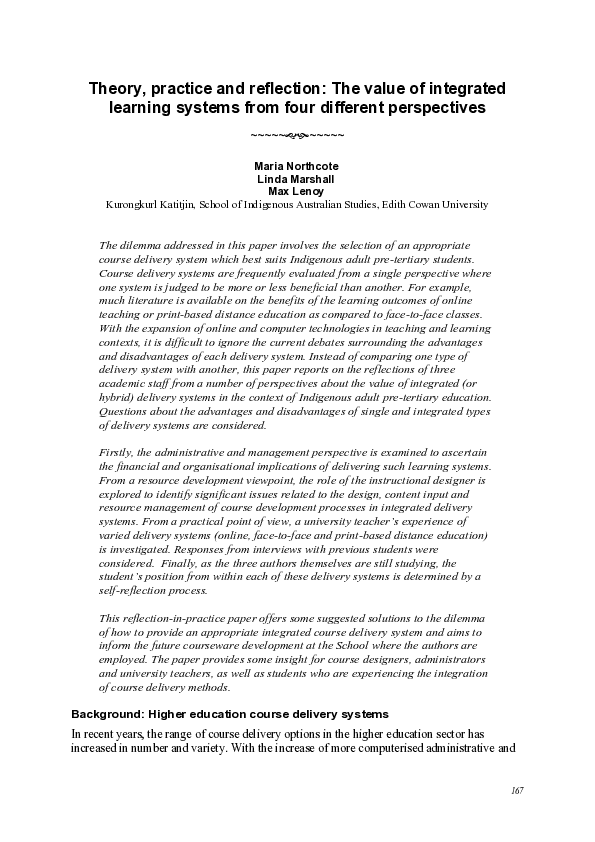 (PDF) Theory, practice and reflection: The value of integrated learning ...