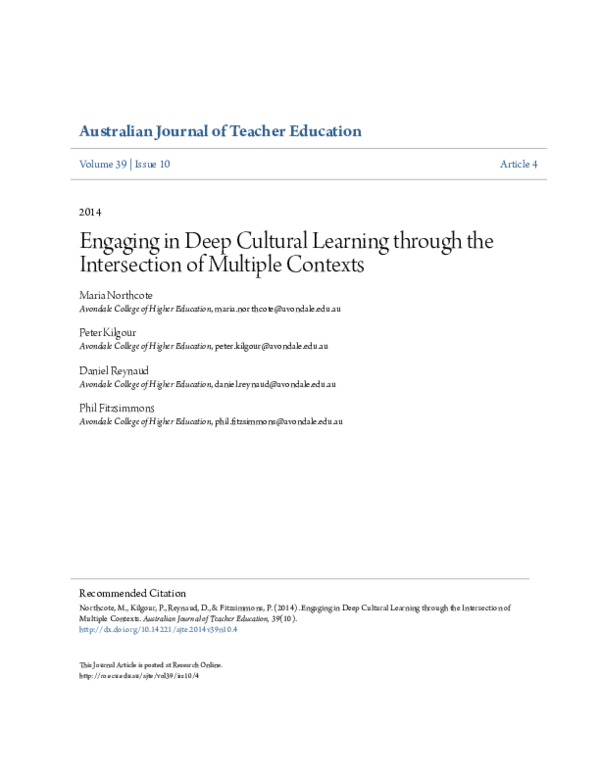(PDF) Engaging in Deep Cultural Learning through the Intersection of ...
