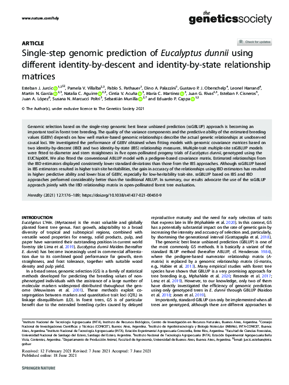 (PDF) Single-step genomic prediction of Eucalyptus dunnii using different identity-by-descent ...