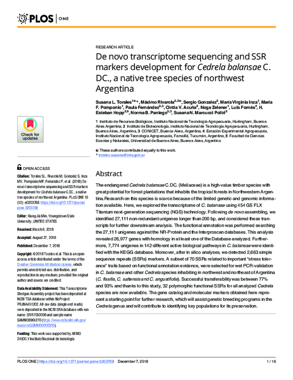 (PDF) De novo transcriptome sequencing and SSR markers development for ...