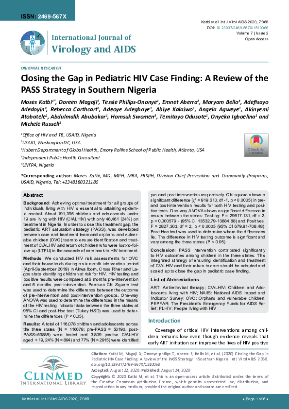 (PDF) Closing the Gap in Pediatric HIV Case Finding: A Review of the ...