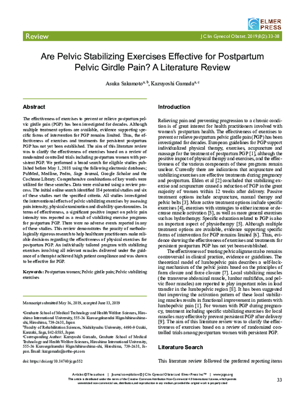 (PDF) Are Pelvic Stabilizing Exercises Effective for Postpartum Pelvic ...