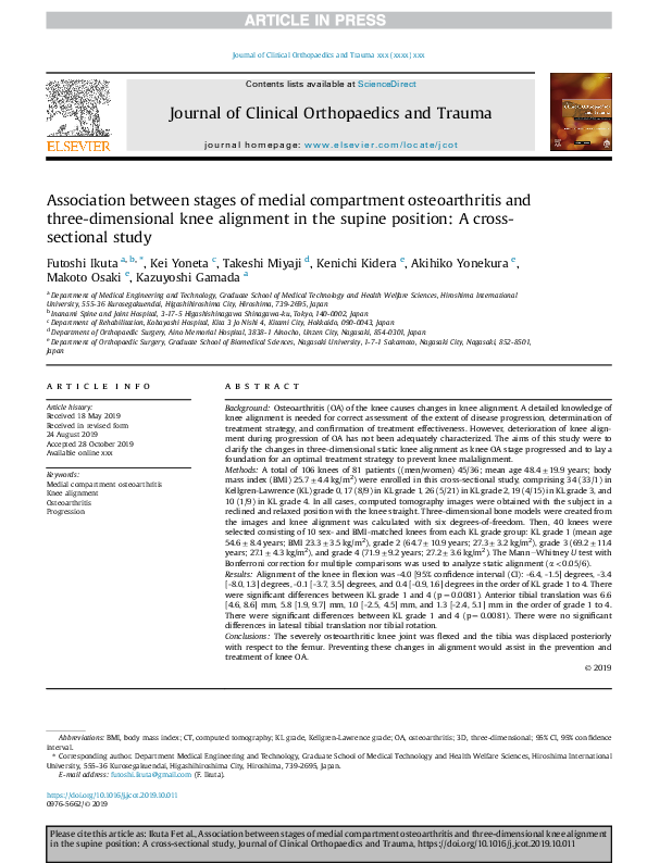 (PDF) Association between stages of medial compartment osteoarthritis ...