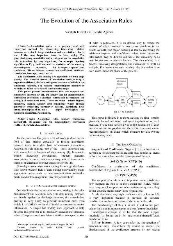 (PDF) The Evolution of the Association Rules