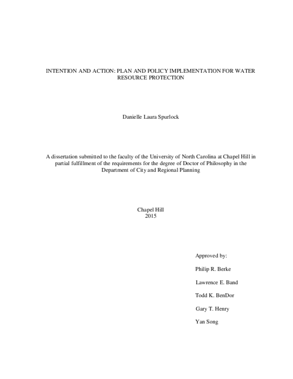 (PDF) Intention and Action: Plan and Policy Implementation for Water ...