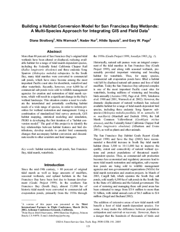 (PDF) Building a habitat conversion model for San Francisco bay wetlands: a multi-species ...