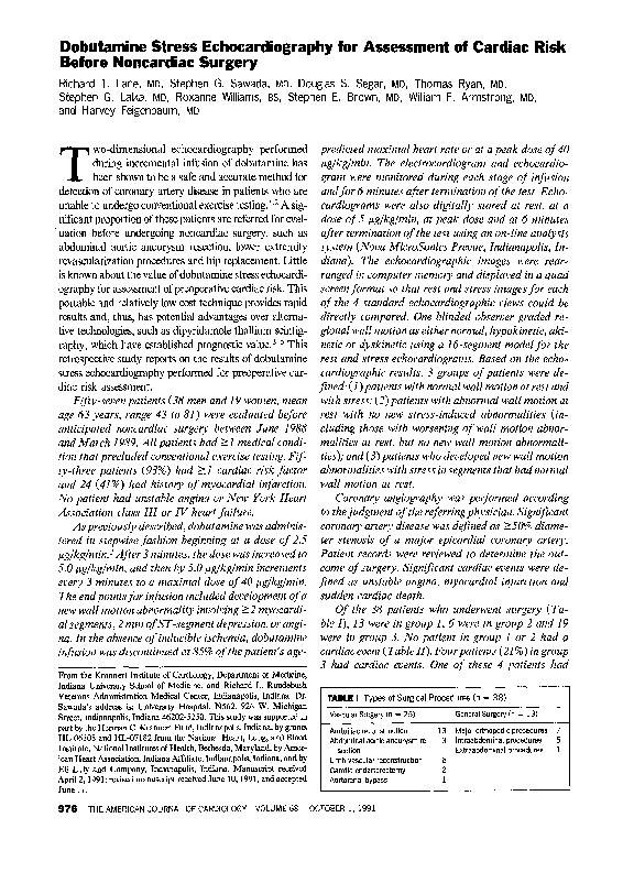 (PDF) Dobutamine stress echocardiography for assessment of cardiac risk ...