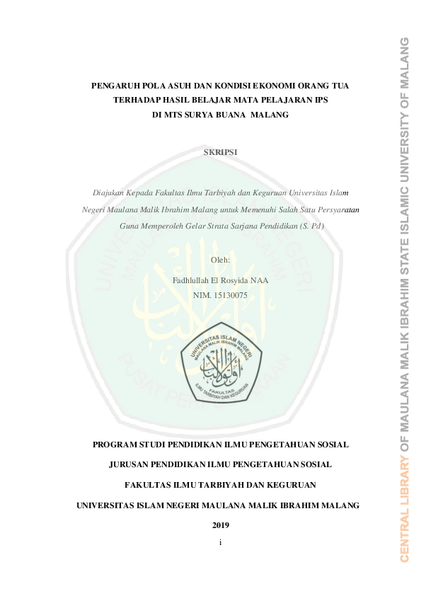 (PDF) Pengaruh pola asuh dan kondisi ekonomi orang tua terhadap hasil belajar mata pelajaran IPS ...